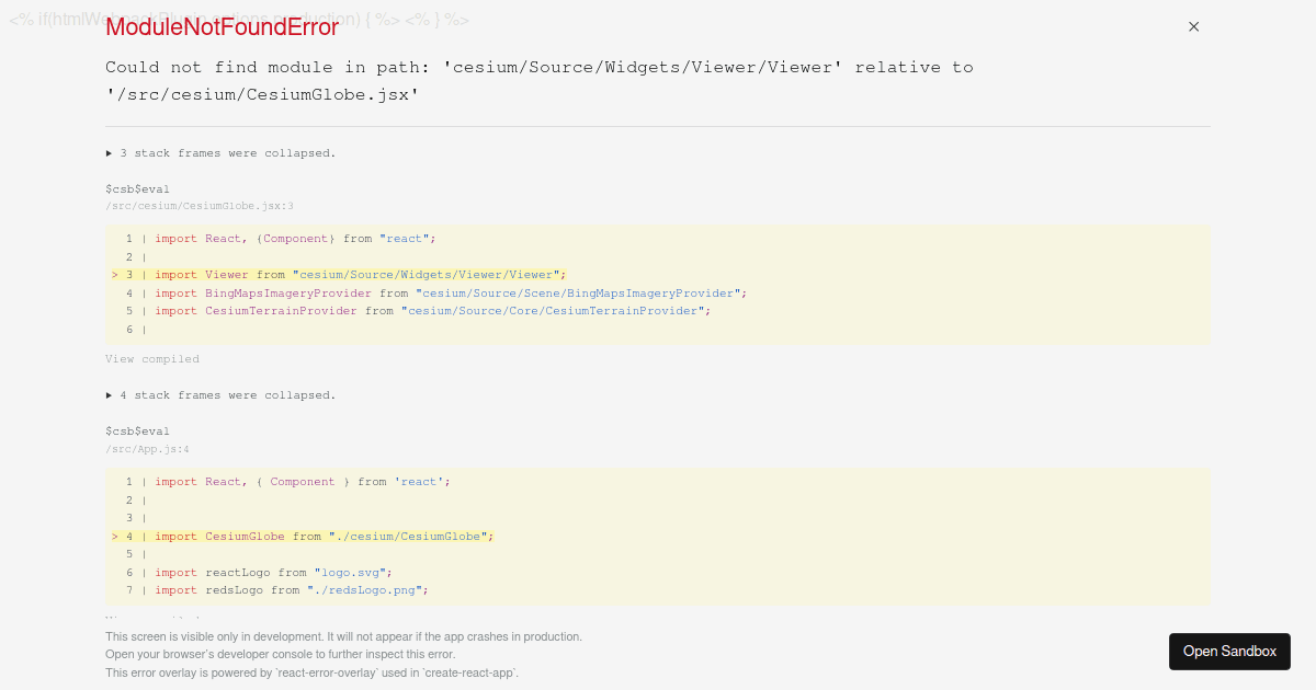 Cesium React Webpack Demo Codesandbox