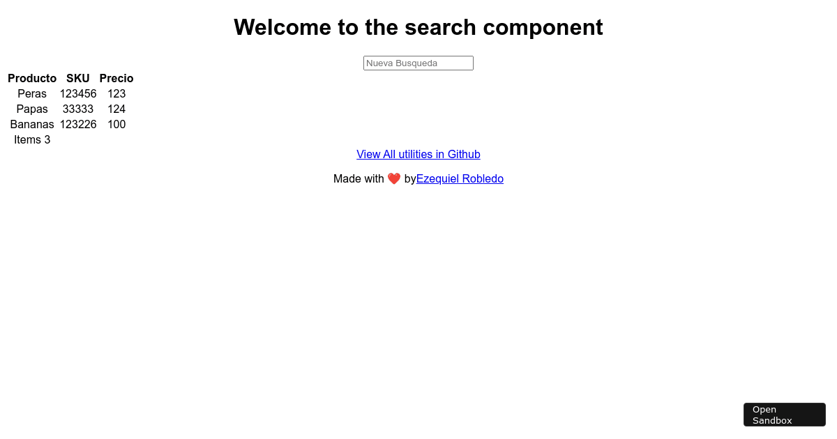 Search Component - Codesandbox
