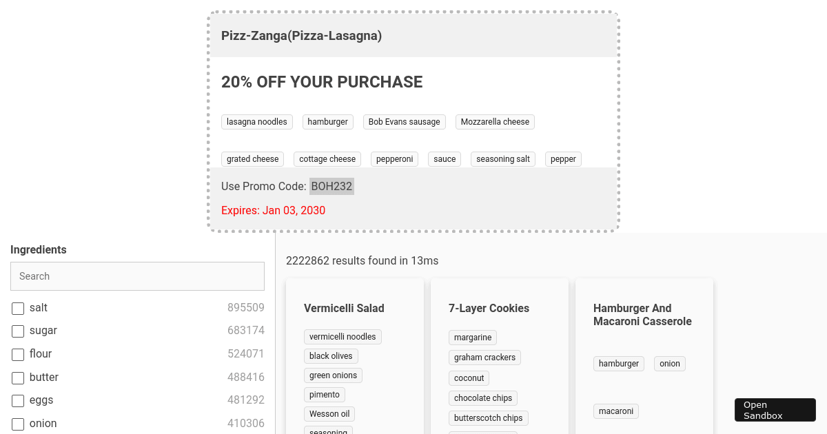 Extracting results from response - Final app - Codesandbox