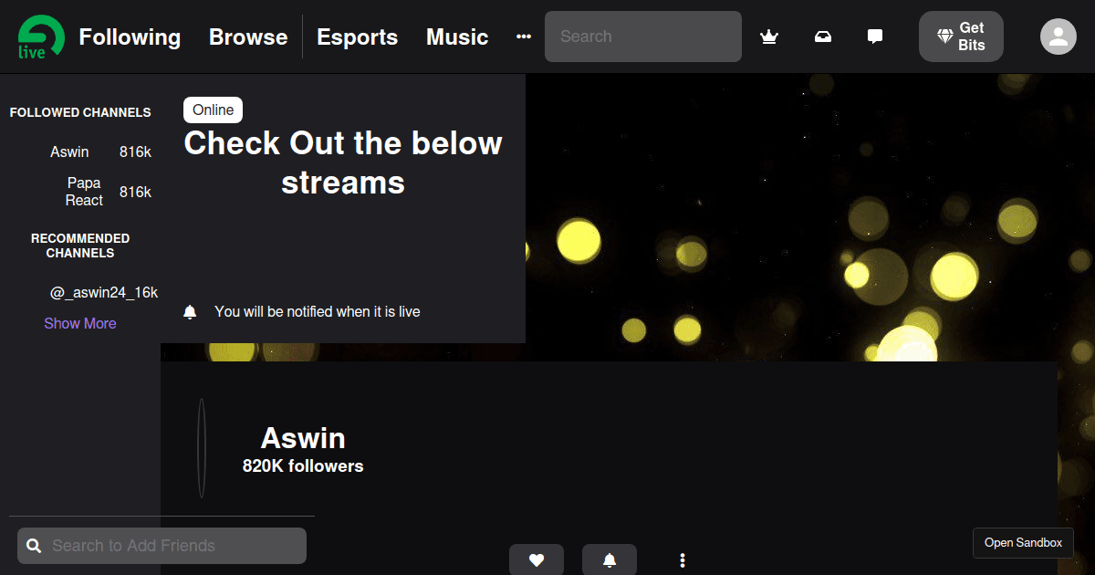 Twitch-clone - Codesandbox