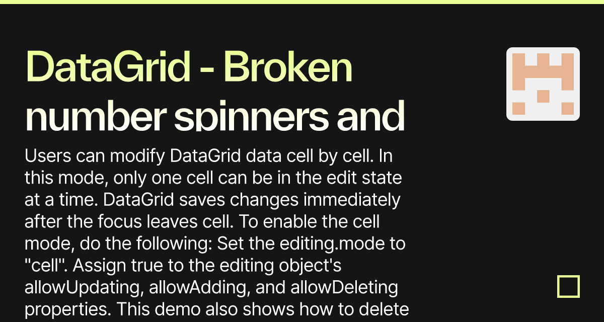 DataGrid - Broken number spinners and validation/revert - Codesandbox