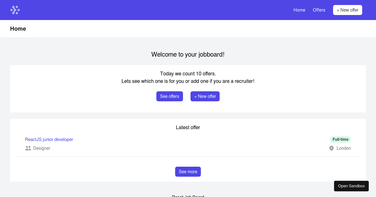 FabienPineau/react-jobboard - Codesandbox