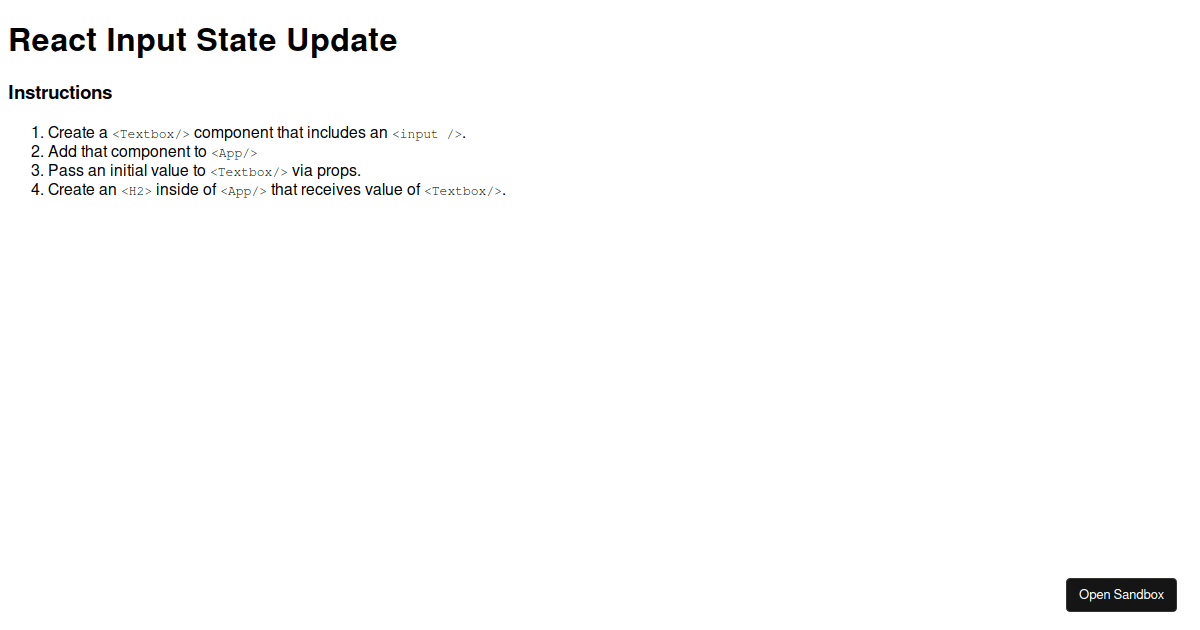 Simple React Input State - Functional - Codesandbox Simple React Input State - Functional - Codesandbox