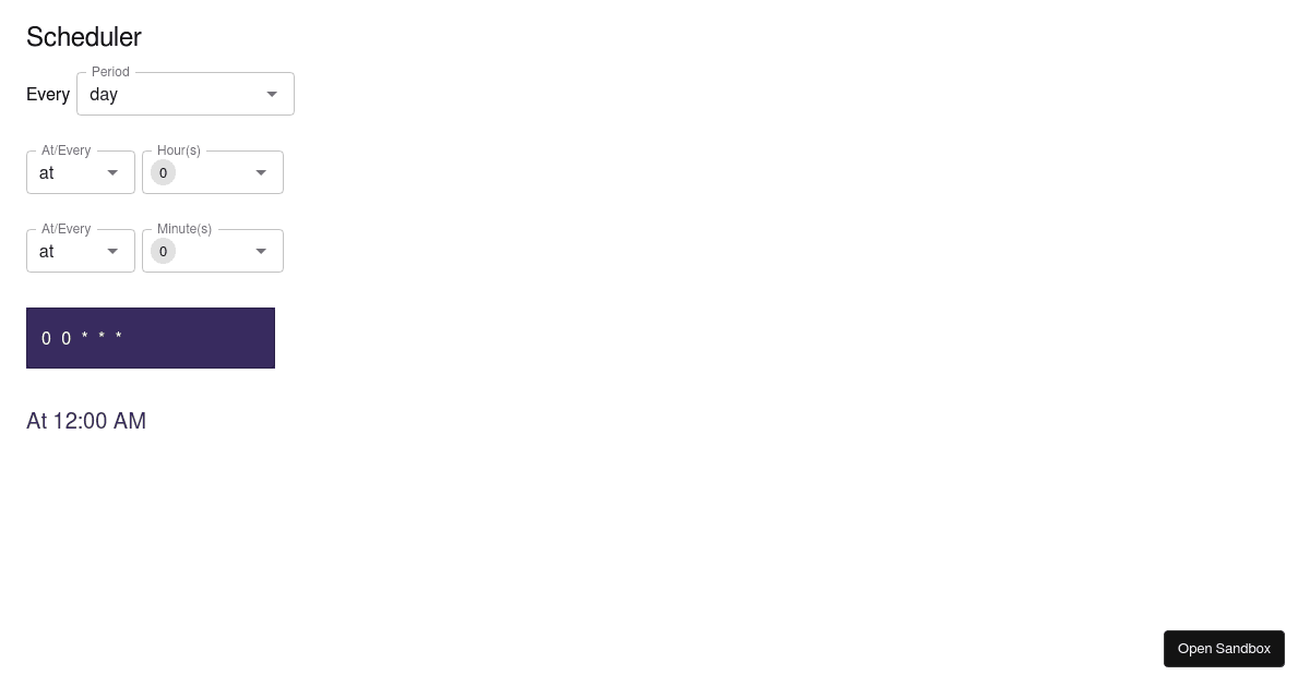 Material UI Cron Stable (forked) - Codesandbox