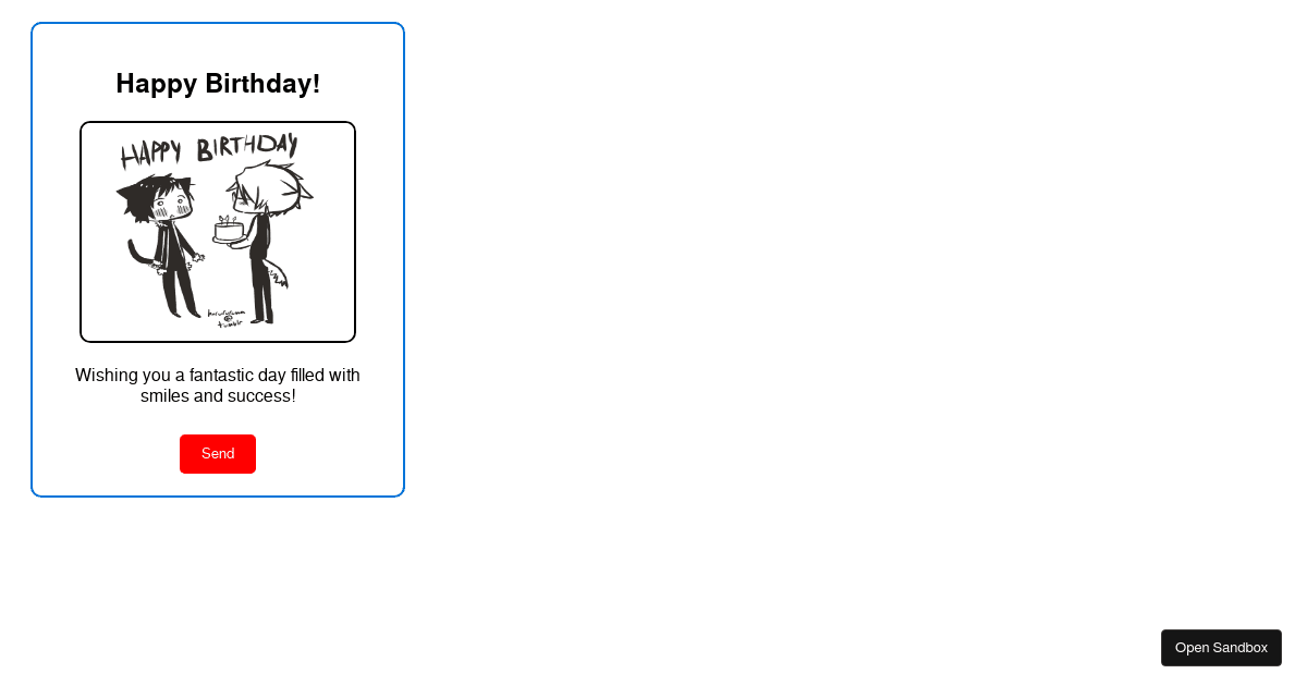 Activity: Creating a Greeting Card Component with React.js - Codesandbox