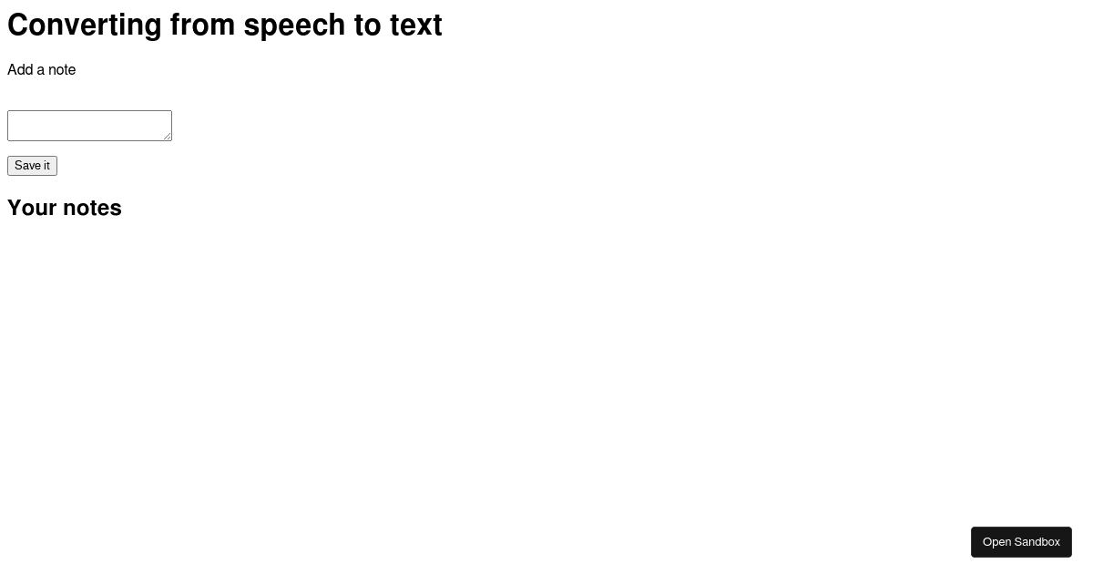 Speech To Text - Codesandbox