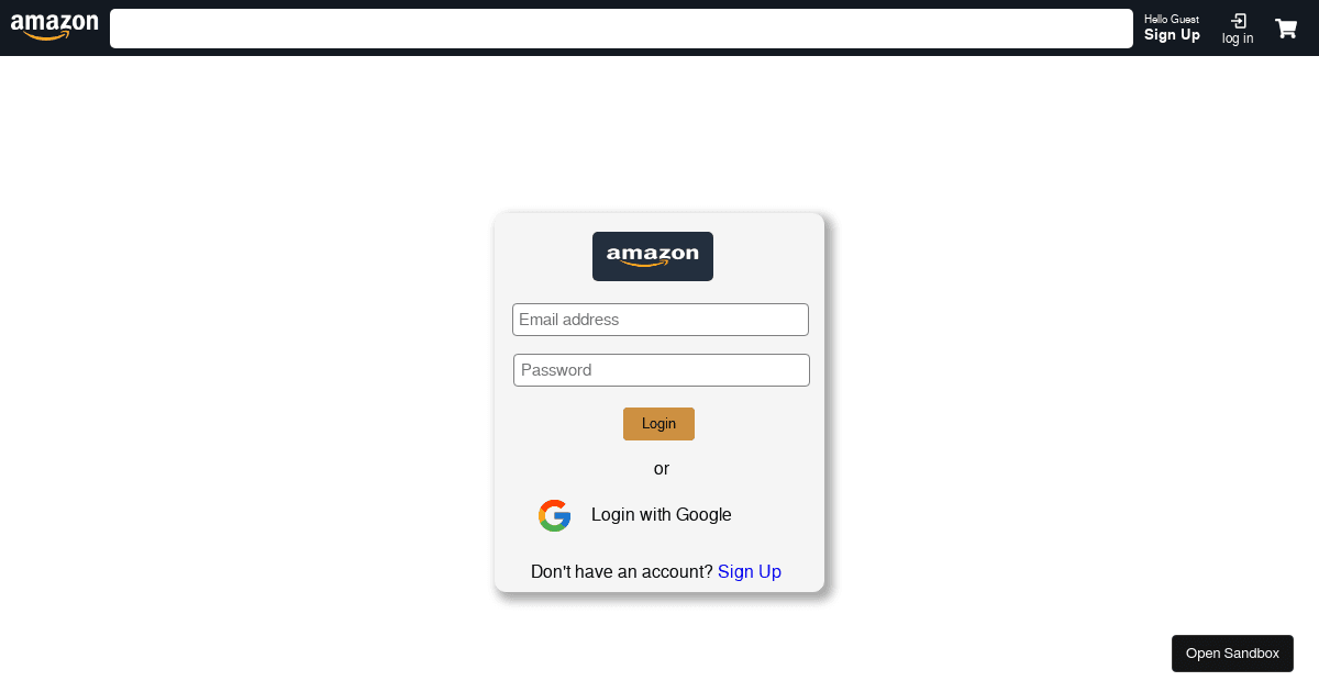 Amazon Clone Codesandbox