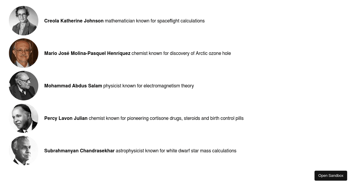 Arrays and Props Example - Codesandbox