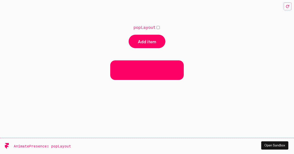 Framer Motion: AnimatePresence, popLayout bug for indirect motion children - Codesandbox