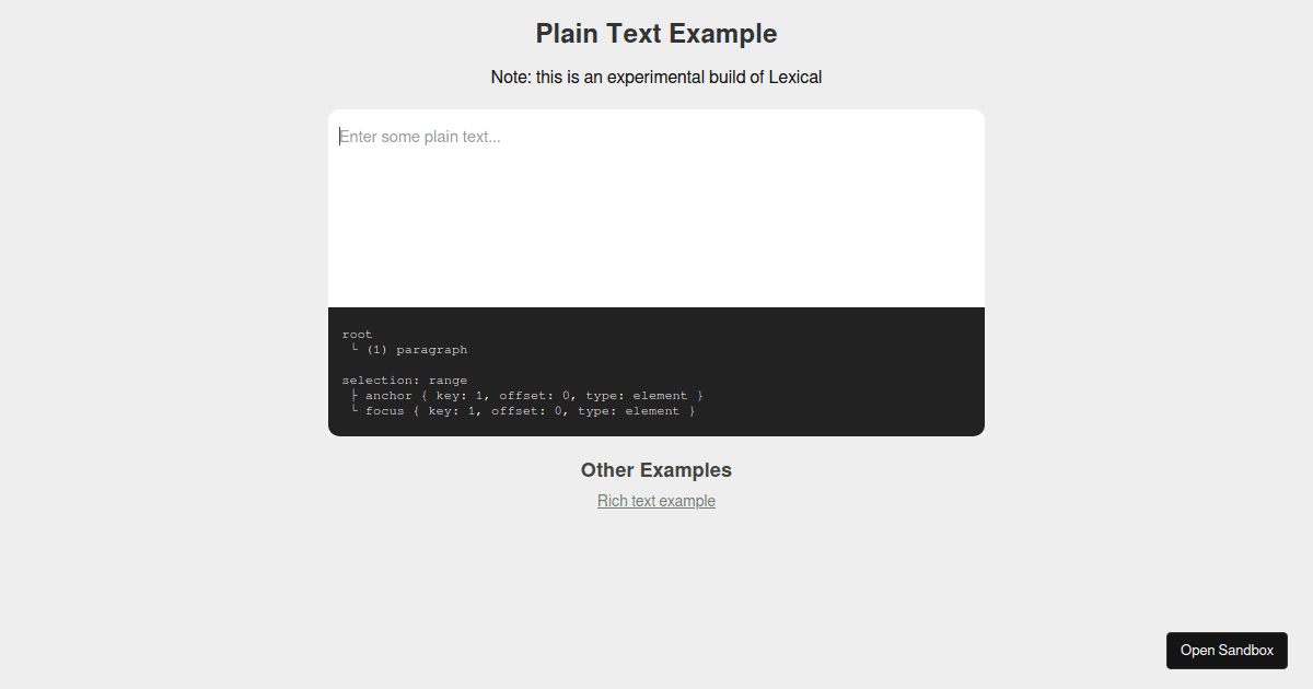 lexical-plain-text-example - Codesandbox