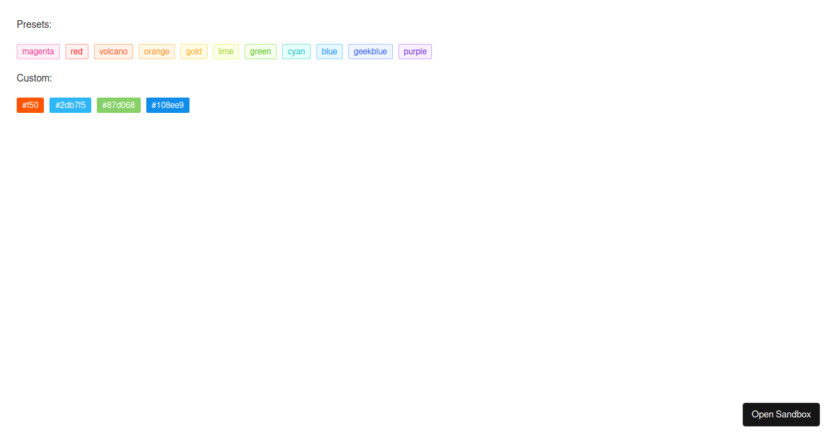 Colorful Tag - Ant Design Demo - Codesandbox Colorful Tag - Ant Design Demo - Codesandbox