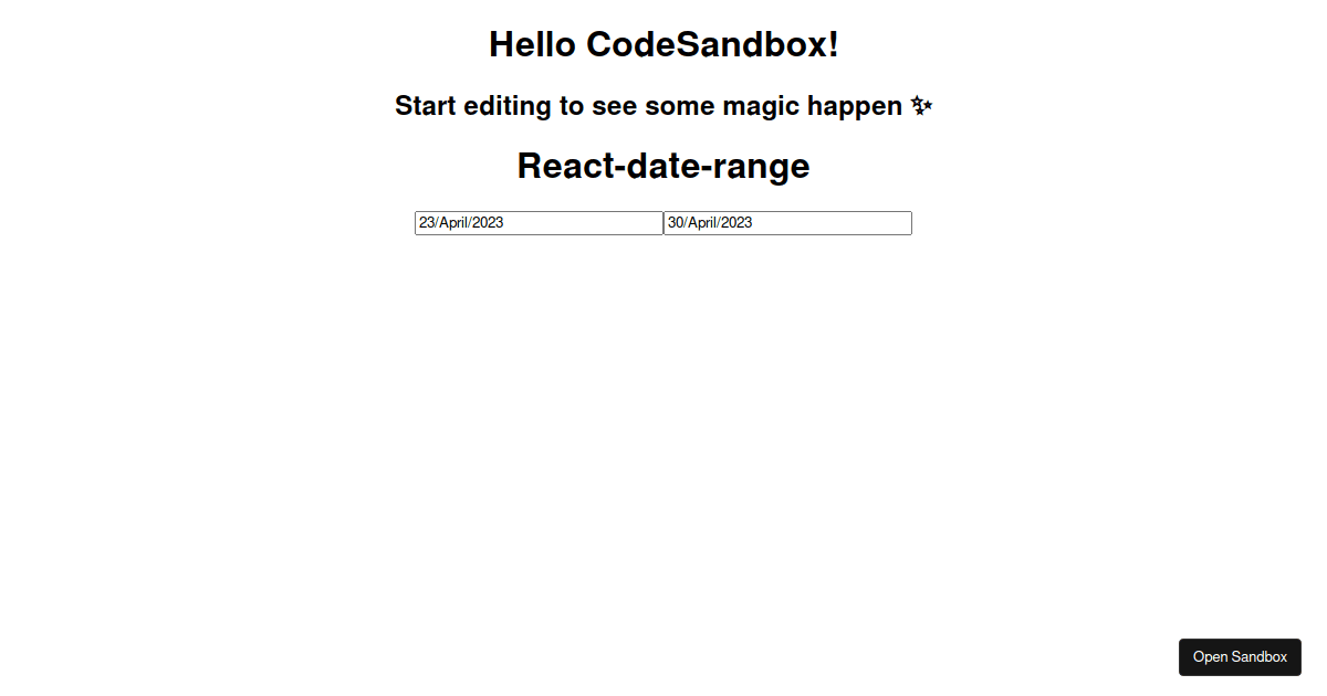 React Date Range Codesandbox