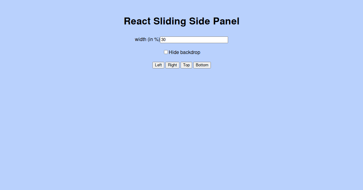 React sliding side panel example Codesandbox