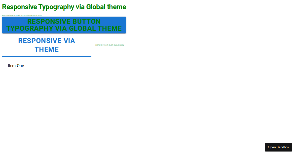 MUI Responsive Text Size in Global Theme - Codesandbox