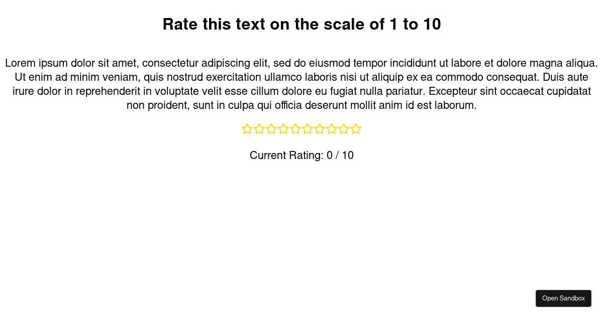 Star Rating Using Typescript Forked Codesandbox 