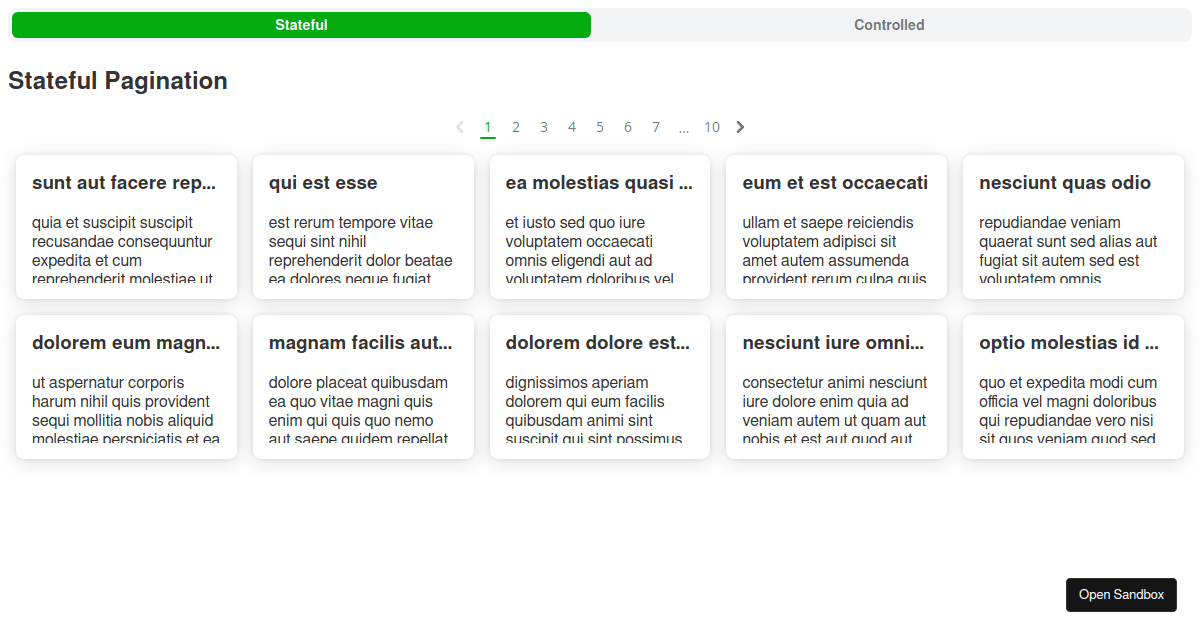 Pagination Test - Codesandbox