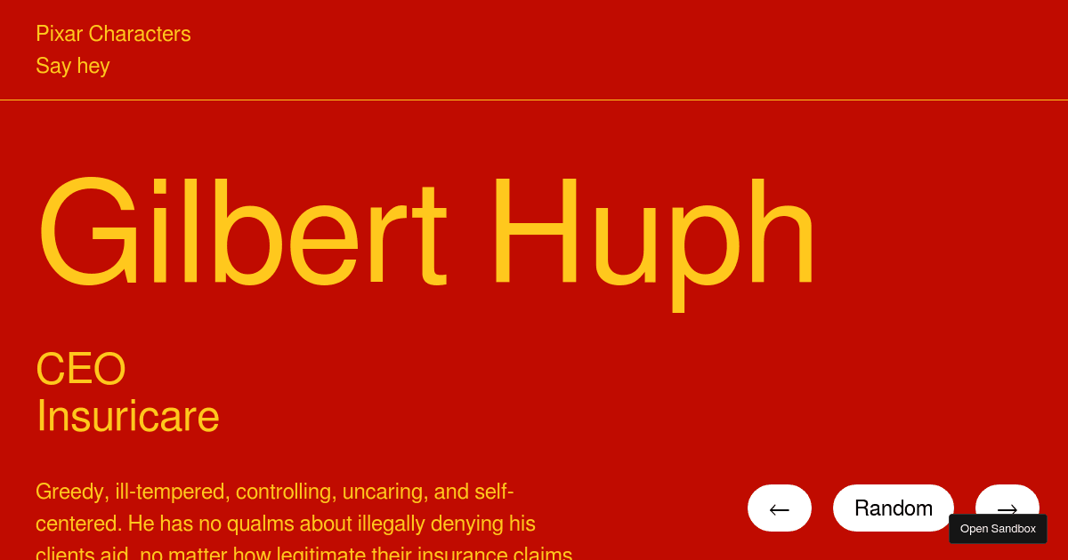 Pixar Characters - Codesandbox