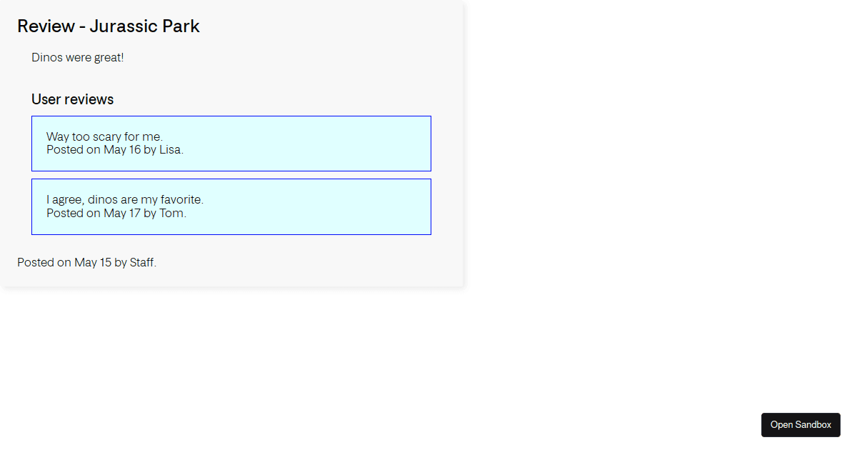 semantic html workshop - article - Codesandbox