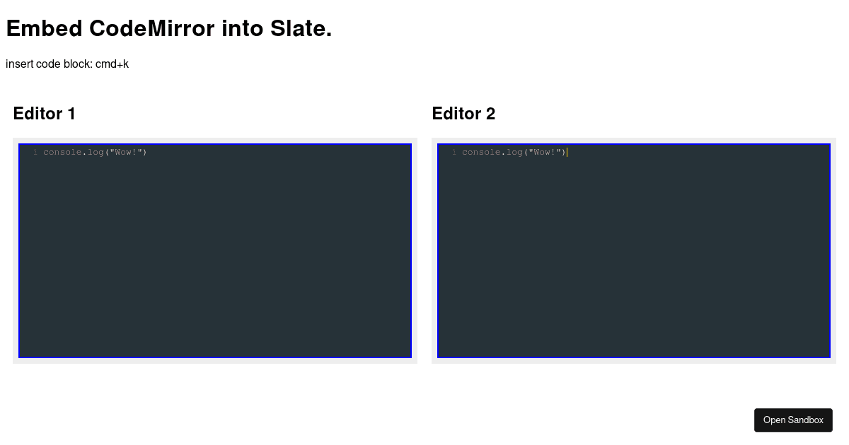 slate-codemirror (forked) - Codesandbox