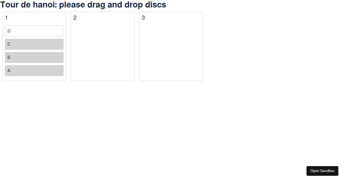 hanoi game using react-beautiful-dnd - Codesandbox
