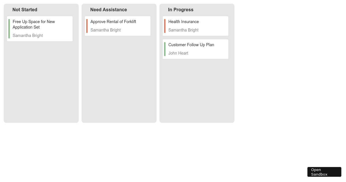 Kanban - DevExtreme Sortable (forked) - Codesandbox