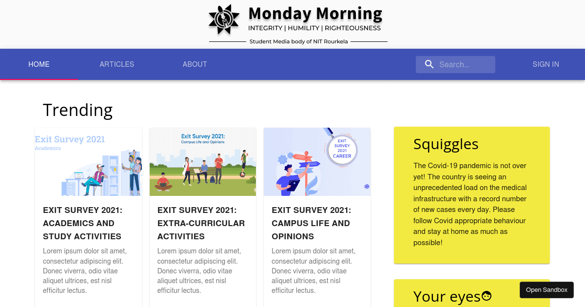Monday Morning web - Codesandbox