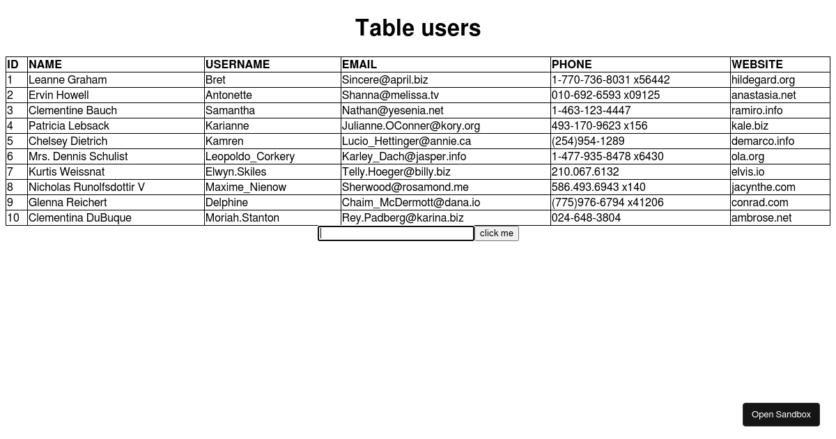 demo table app - Codesandbox