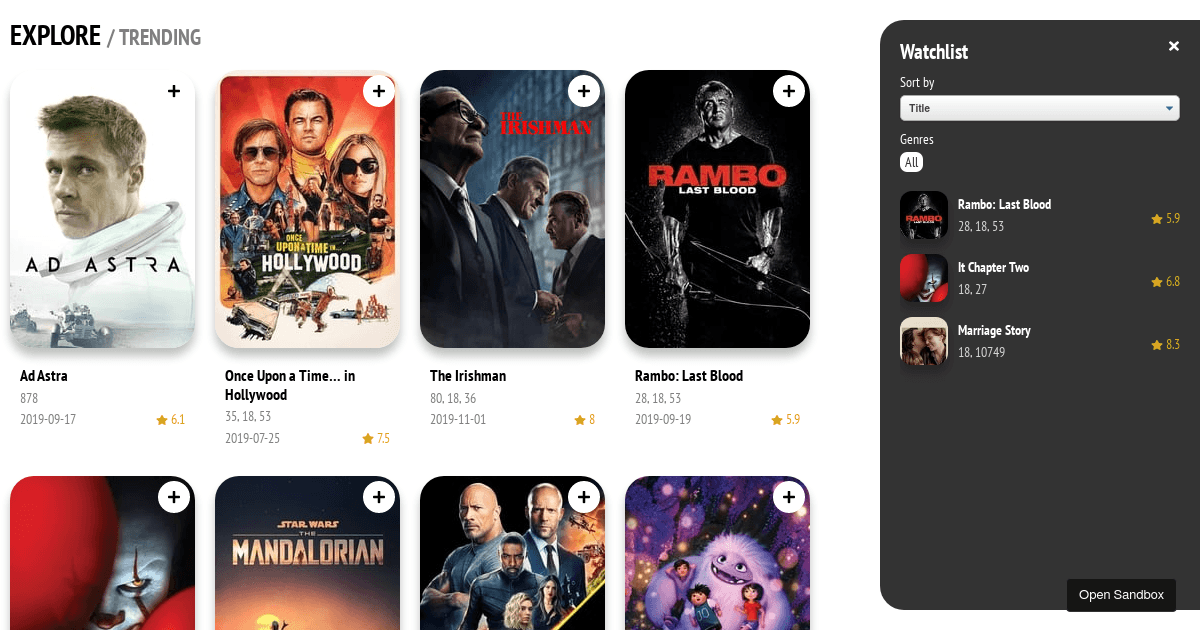 React Exercise (2021) - Movie List - Start - Codesandbox