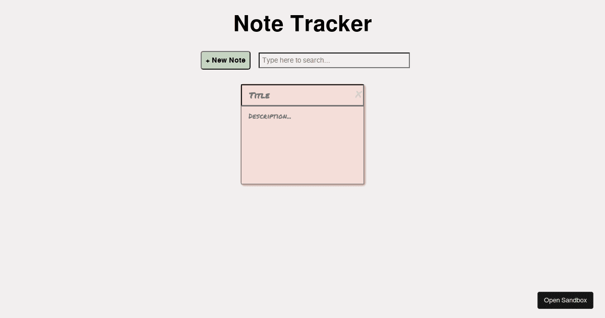 Note Tracker - Codesandbox