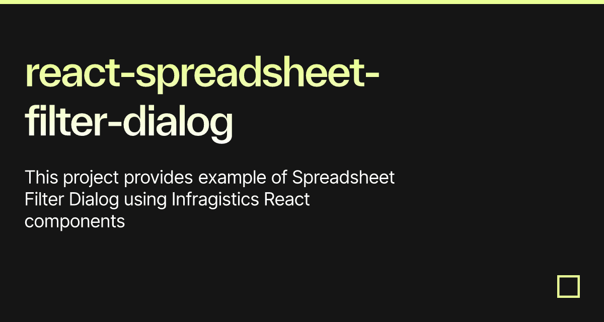 React Spreadsheet Filter Dialog Codesandbox