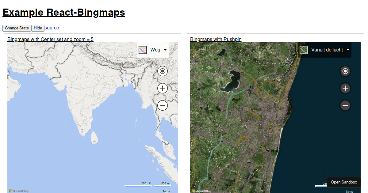 Bing Maps (forked) - Codesandbox