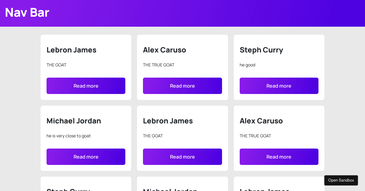 Dynamic Card with object value in React - Codesandbox