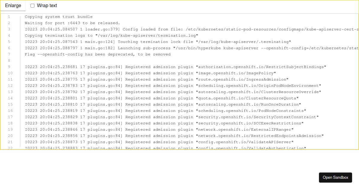 logViewer fullscreen - Codesandbox