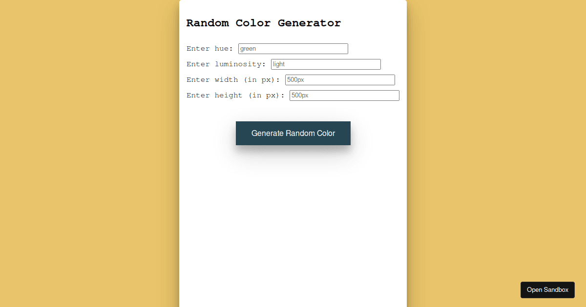 Random Color Generator React App Codesandbox
