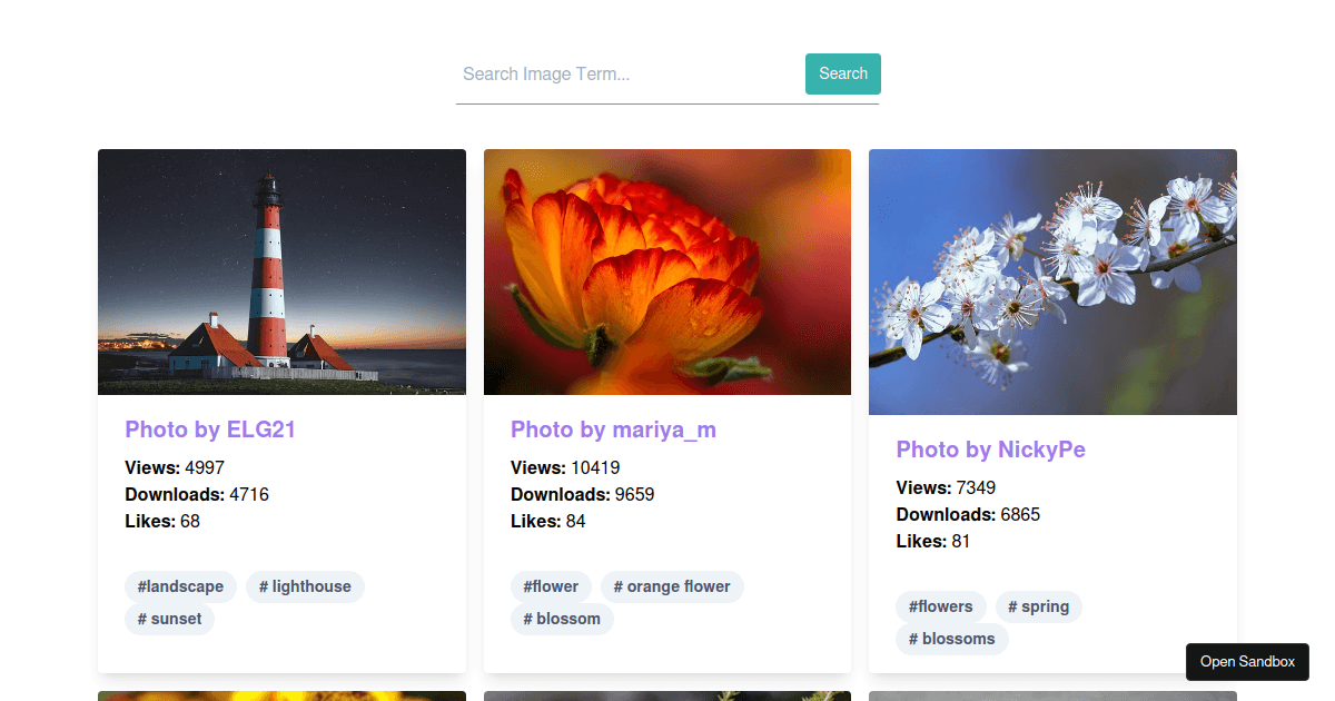react-tailwiind-pixabay-gallery - Codesandbox