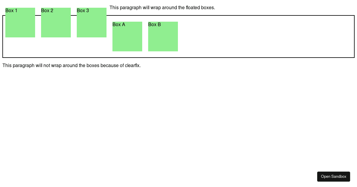 Clear floating - Codesandbox