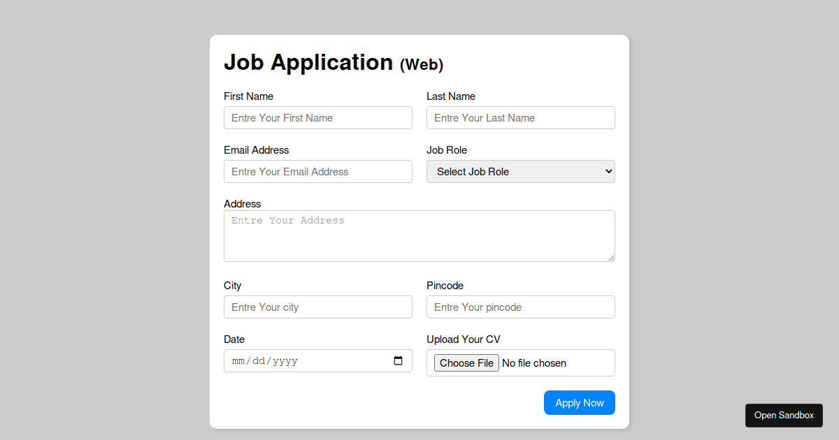 job application form - Codesandbox