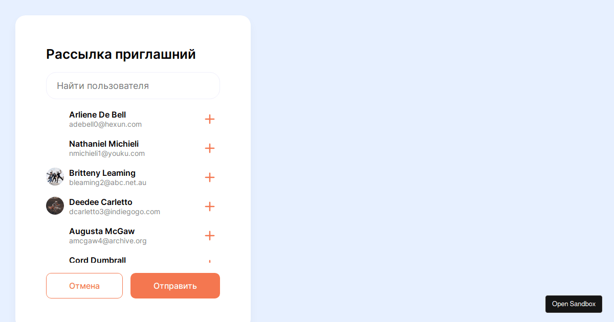 React Users List Codesandbox
