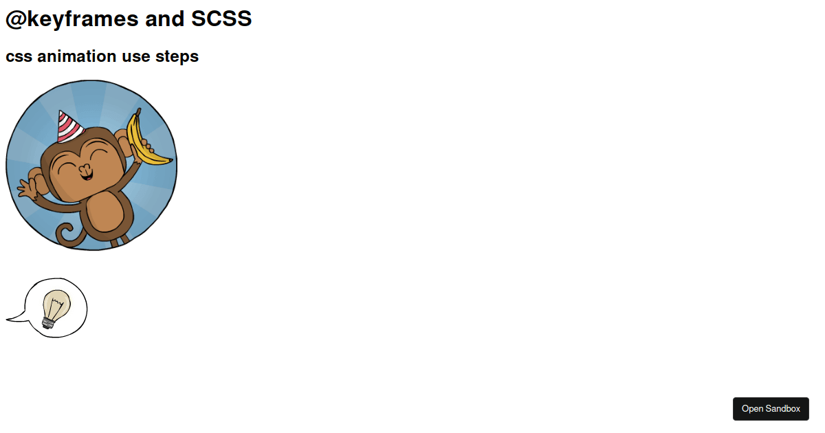 keyframes and SCSS - Codesandbox