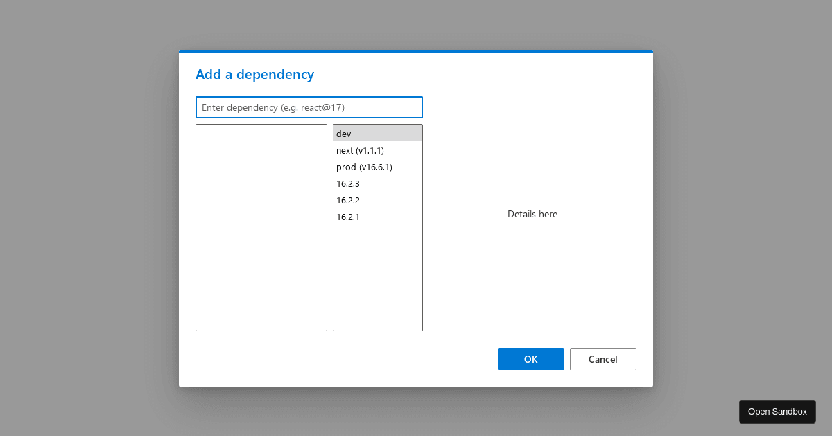 Add a dependency - Codesandbox