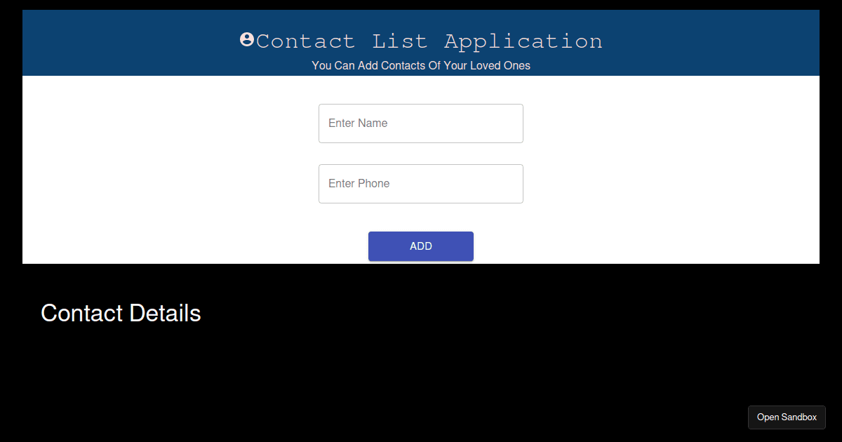 simplecontactapp - Codesandbox