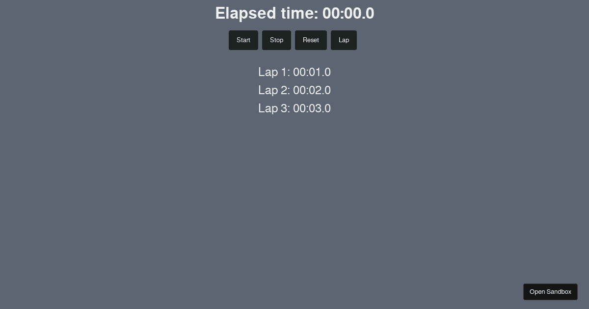 stopwatch - Codesandbox
