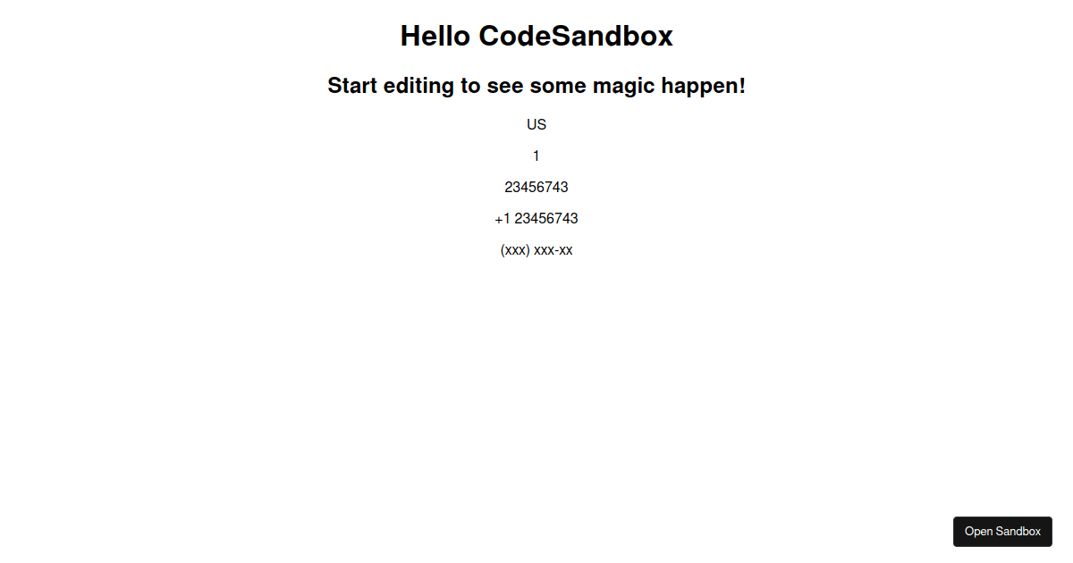 Lib phone number JS - Codesandbox