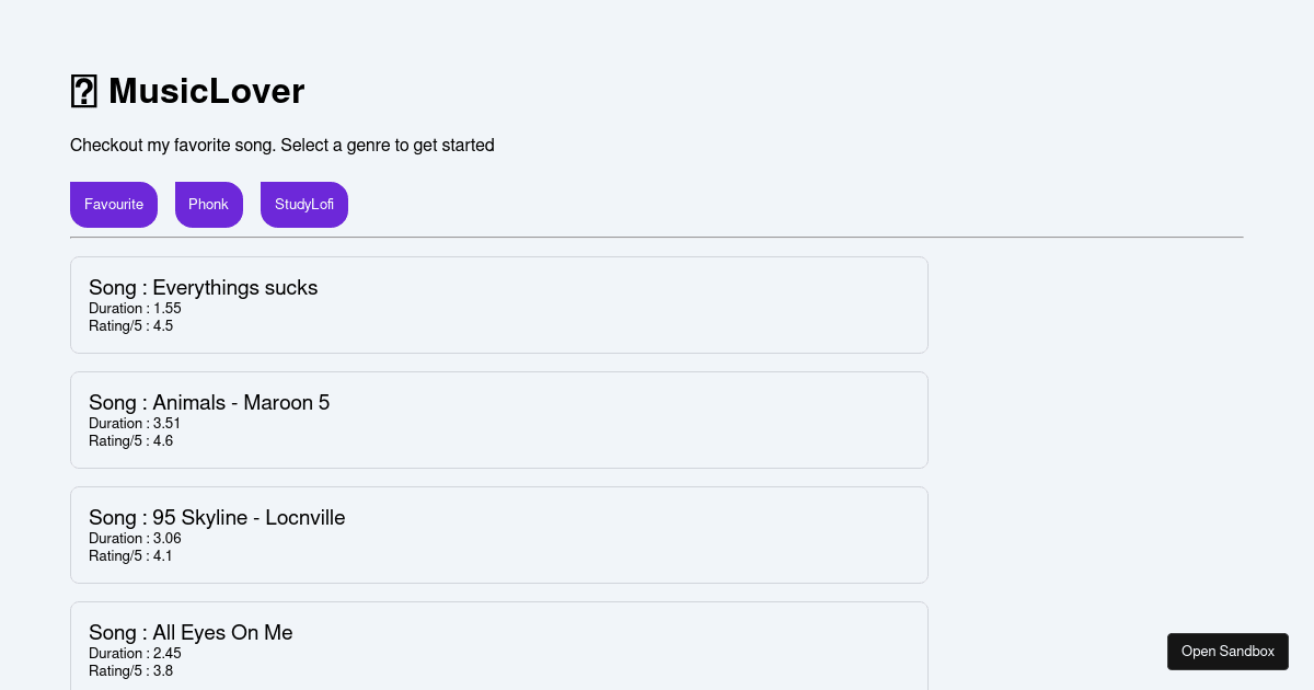 MusicApp - Codesandbox