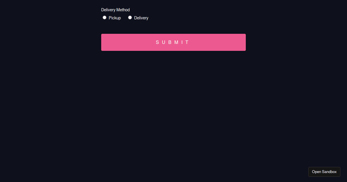 React Hook Form - Conditional Render via Radio Input (forked) - Codesandbox