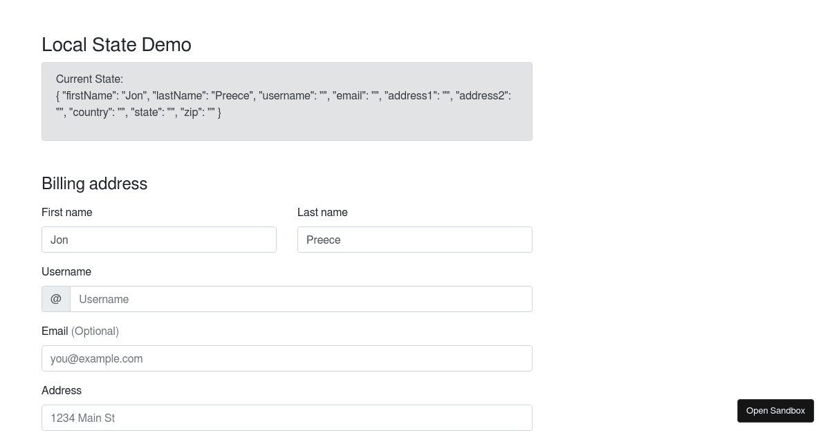 Local State - Codesandbox