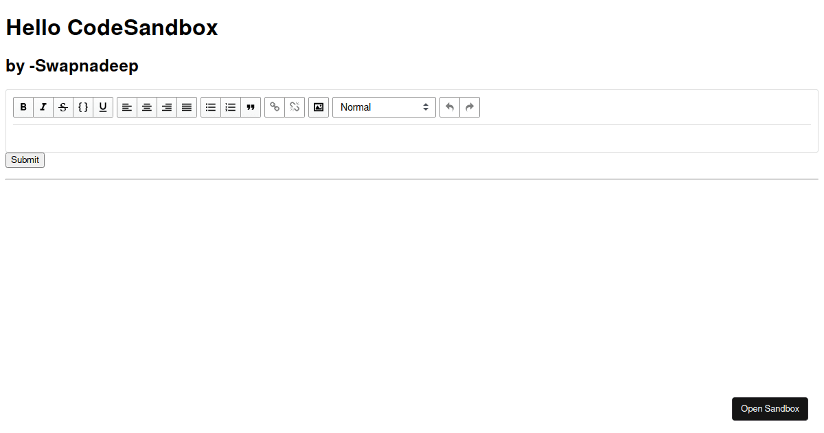 rich-text-editor react-rte (forked) - Codesandbox