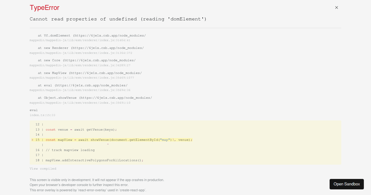Mappedin-js with TypeScript + focus on bug - Codesandbox Mappedin-js with TypeScript + focus on bug - Codesandbox