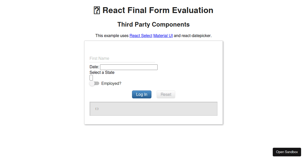 🏁 React Final Form - Third Party Components Example (DatePicker) - Codesandbox
