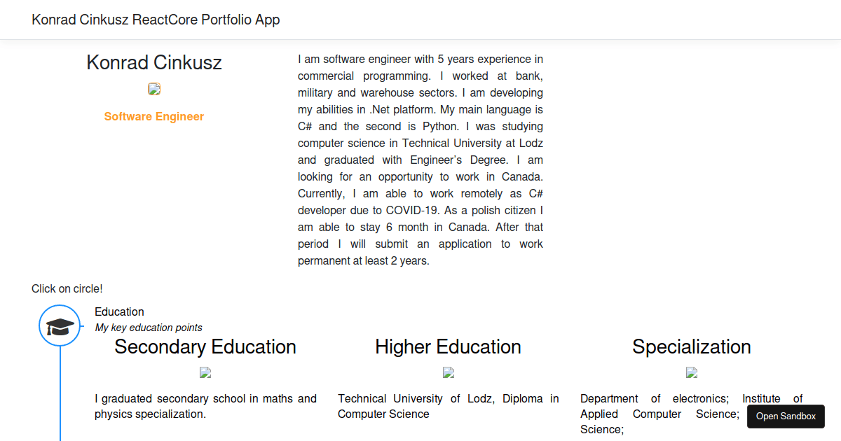 konradcinkusz/ReactCore - Codesandbox